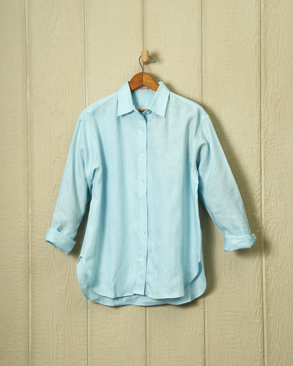 Women's Linen Shirt in Aqua – Quaker Marine Supply Co.