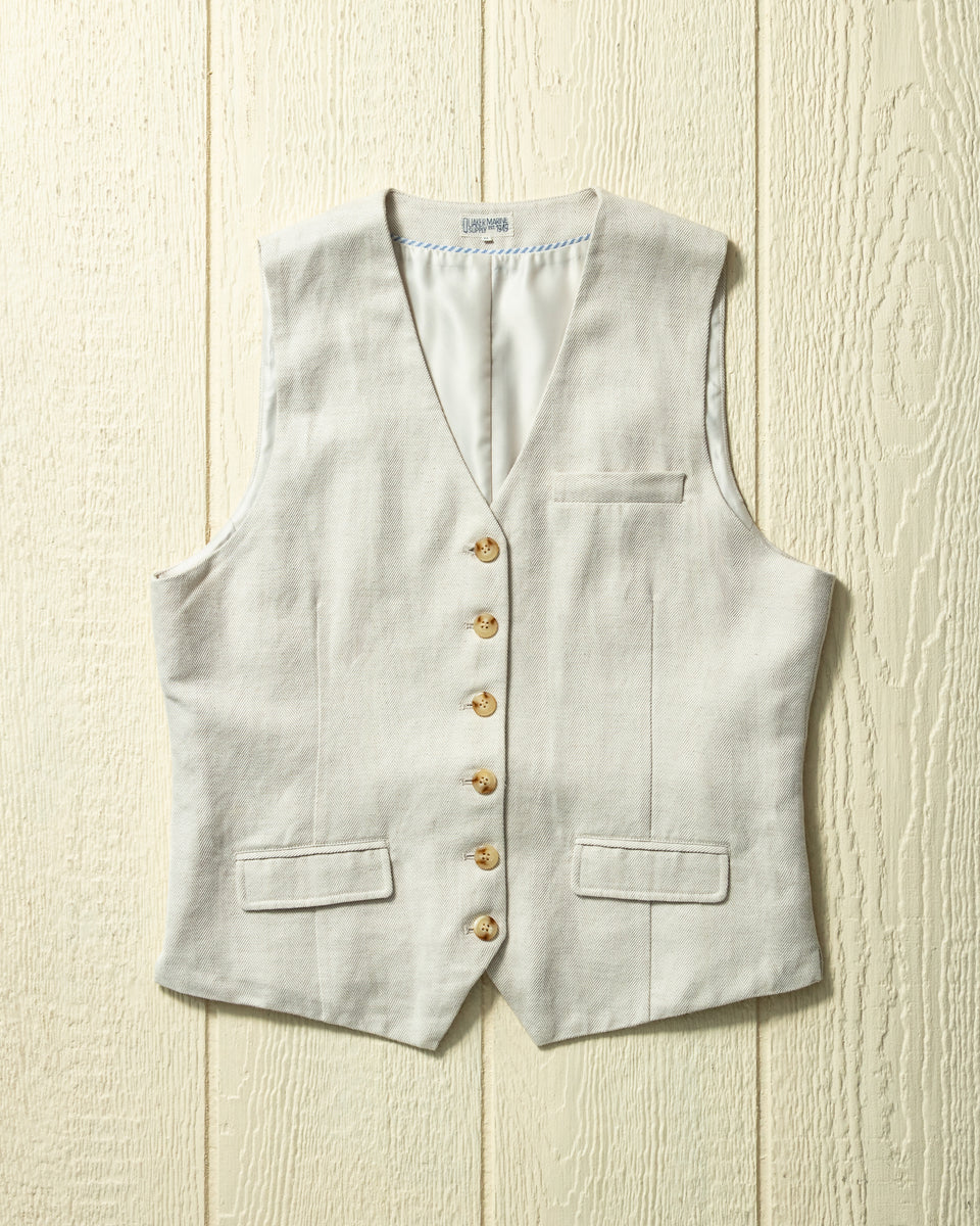 Waistcoat in Cotton Linen Herringbone Twill – Quaker Marine Supply Co.