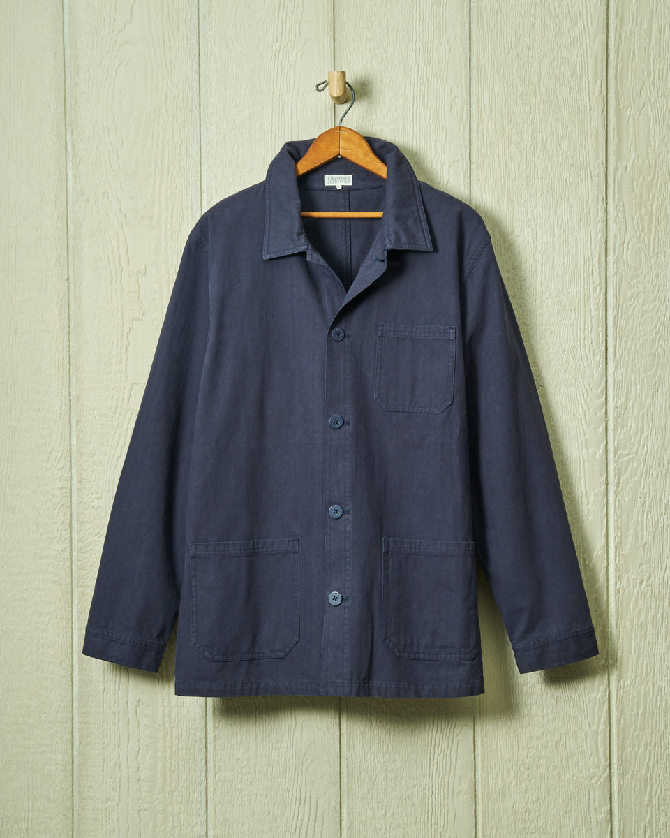 French Workman’s Jacket in Navy Herringbone – Quaker Marine Supply Co.